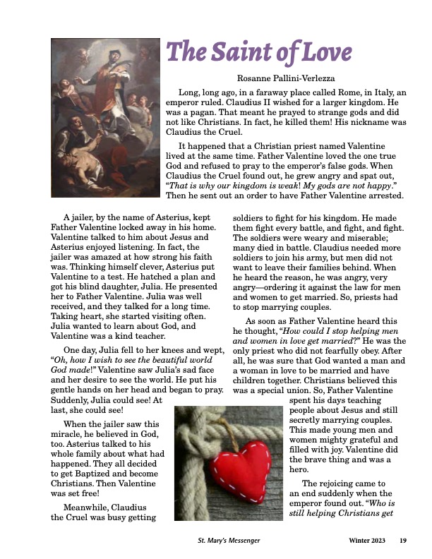 The Saint of Love – A Catholic magazine for kids!